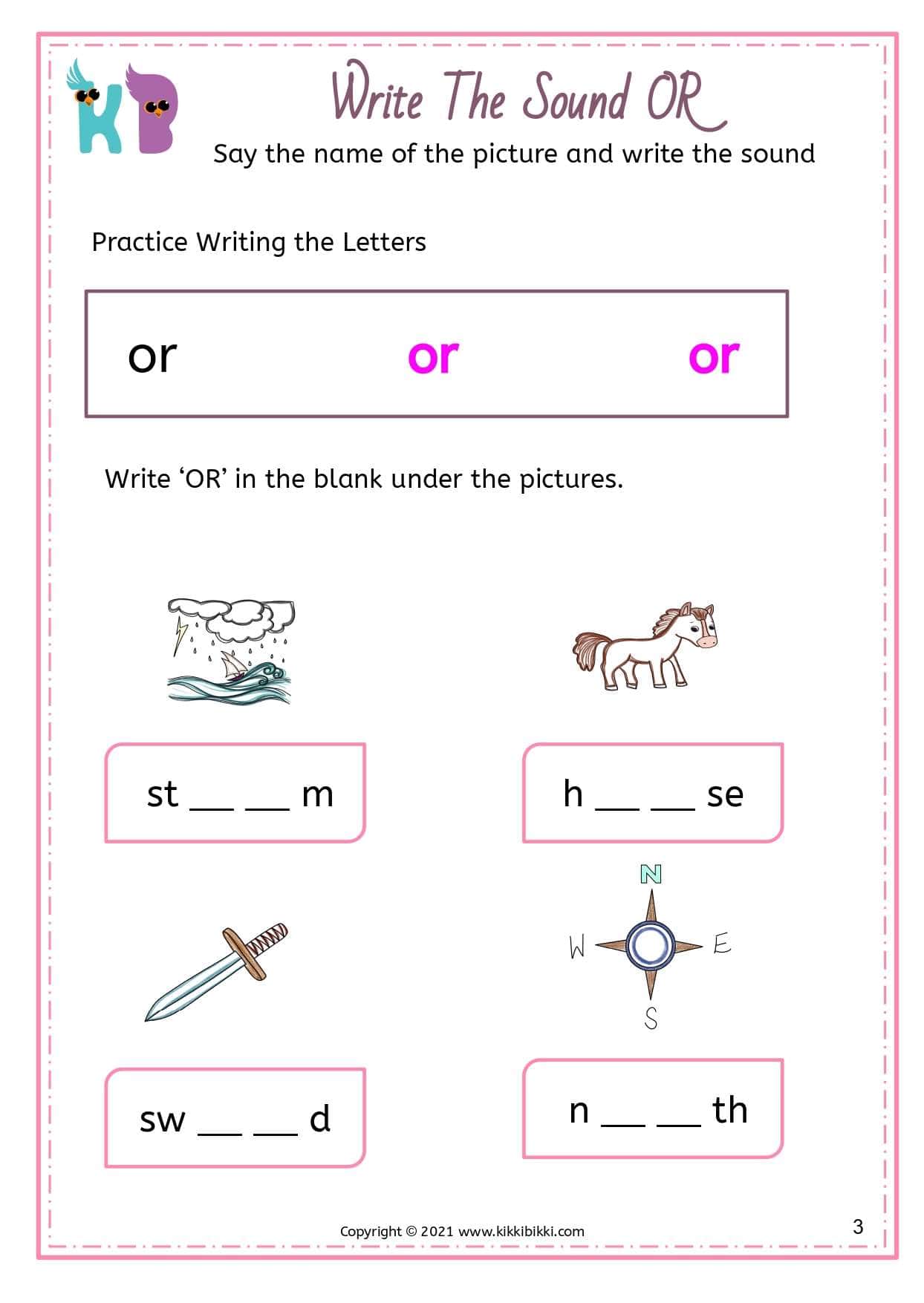 Exploring Vowel Digraphs: OR Sound Worksheets for Kids