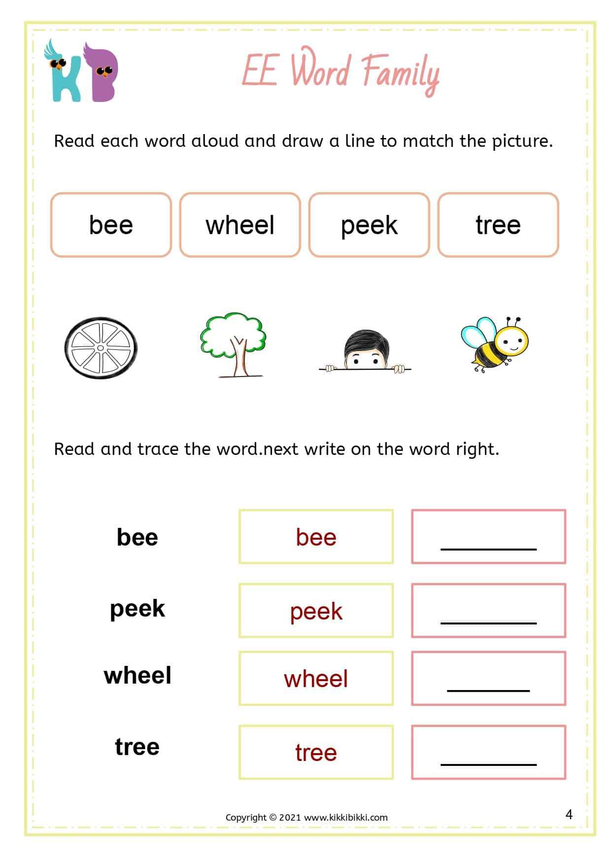 "Exploring the 'EE' Sound: Missing Letters Worksheets for Phonics Practice"