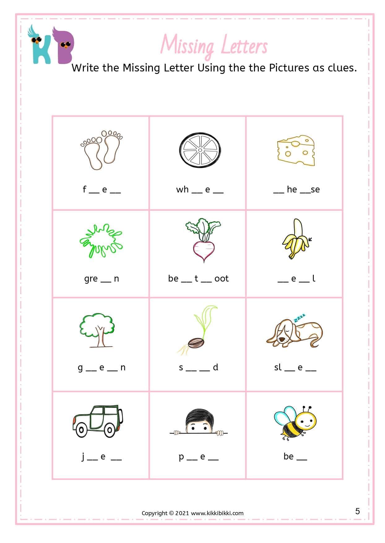 "Exploring the 'EE' Sound: Missing Letters Worksheets for Phonics Practice"