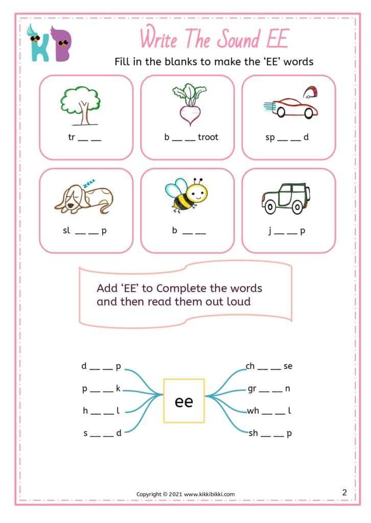 "EE Sound Exploration: Free Printable Vowel Digraph Worksheets"
