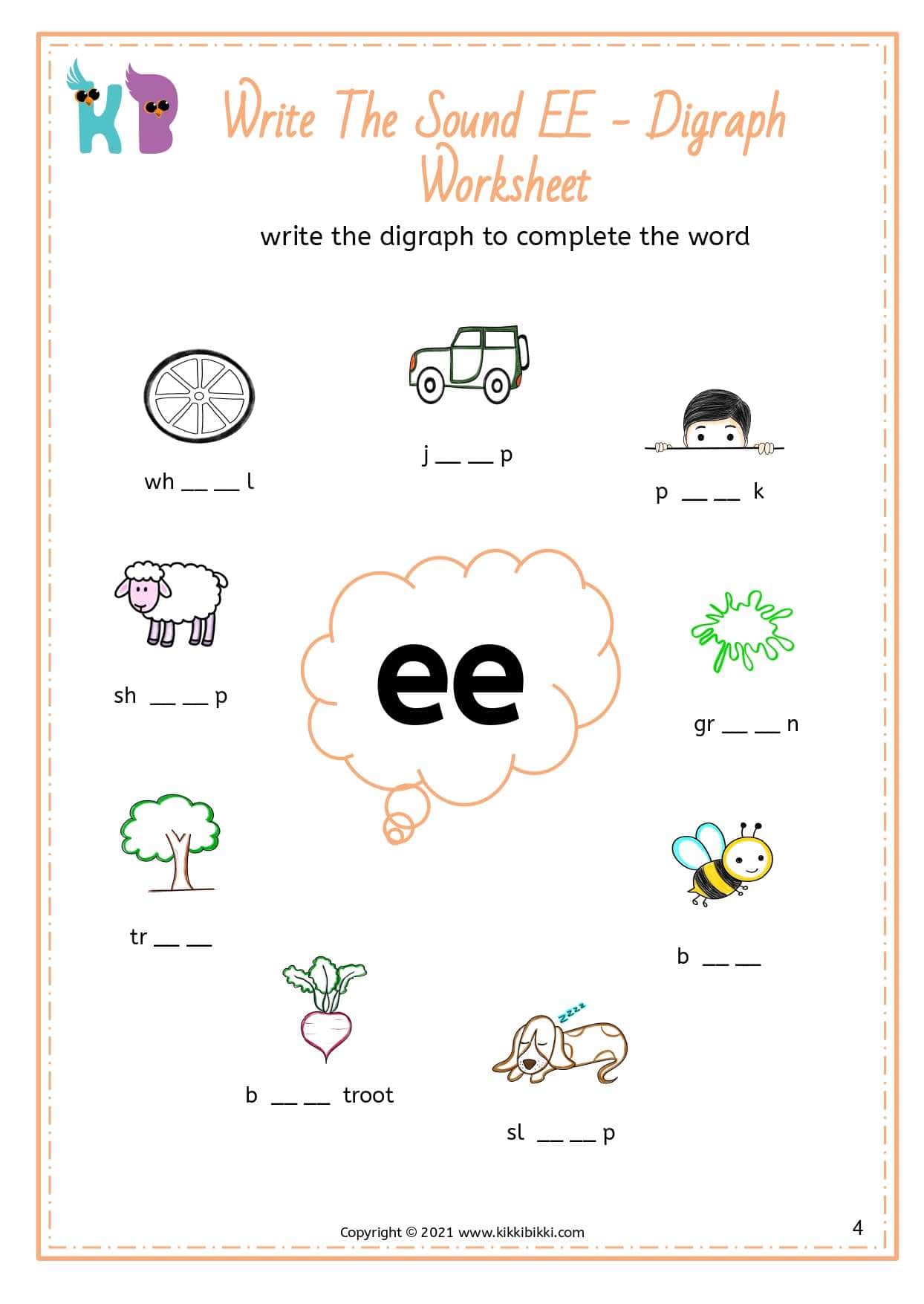 "EE Sound Exploration: Free Printable Vowel Digraph Worksheets"