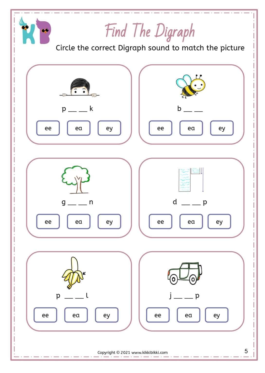 "EE Sound Exploration: Free Printable Vowel Digraph Worksheets"