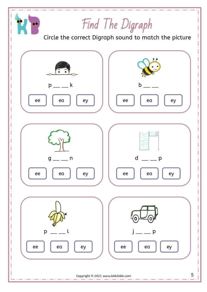 "EE Sound Exploration: Free Printable Vowel Digraph Worksheets"