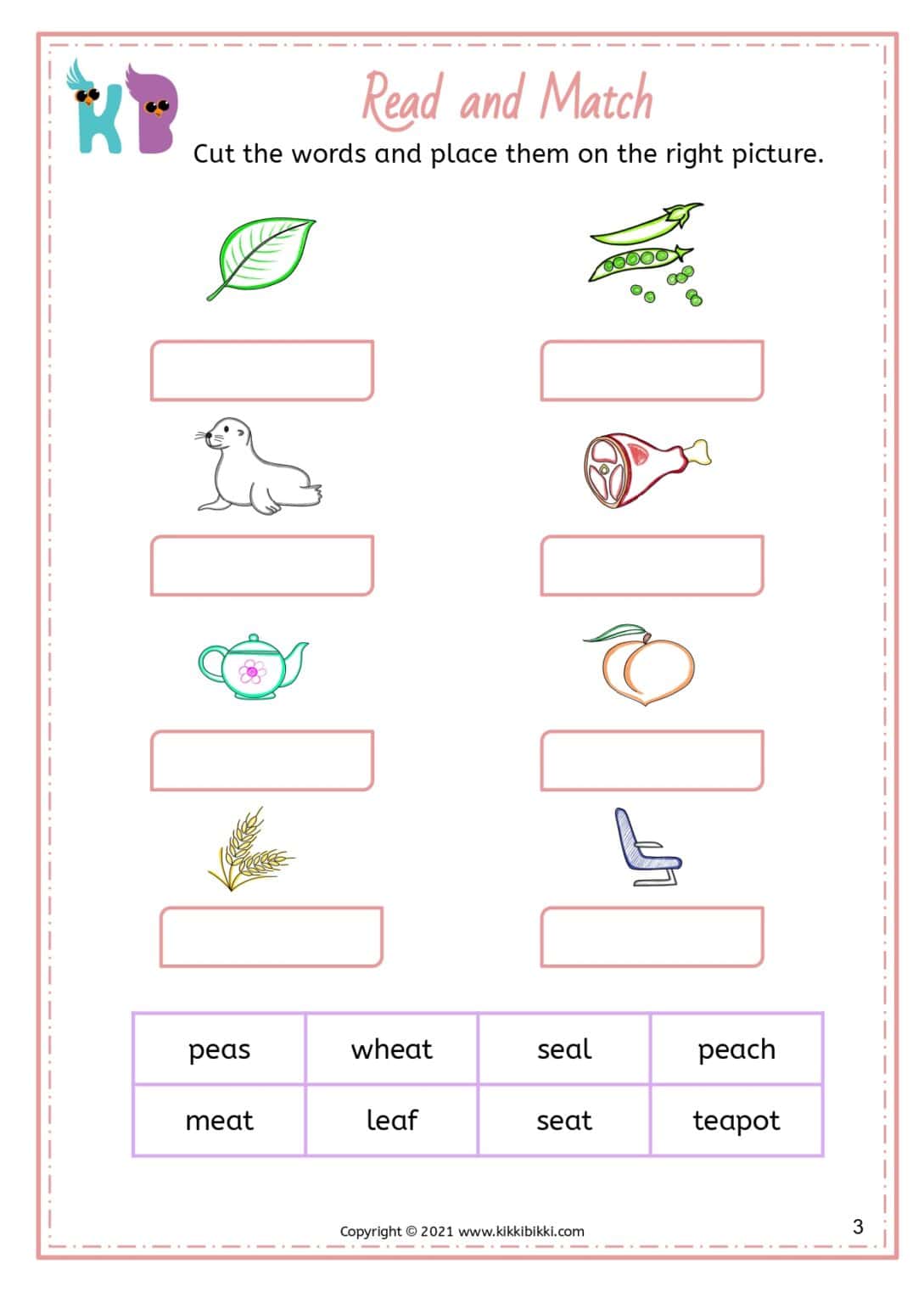 Introduction to 'EA' Sound - Read and Match Worksheets