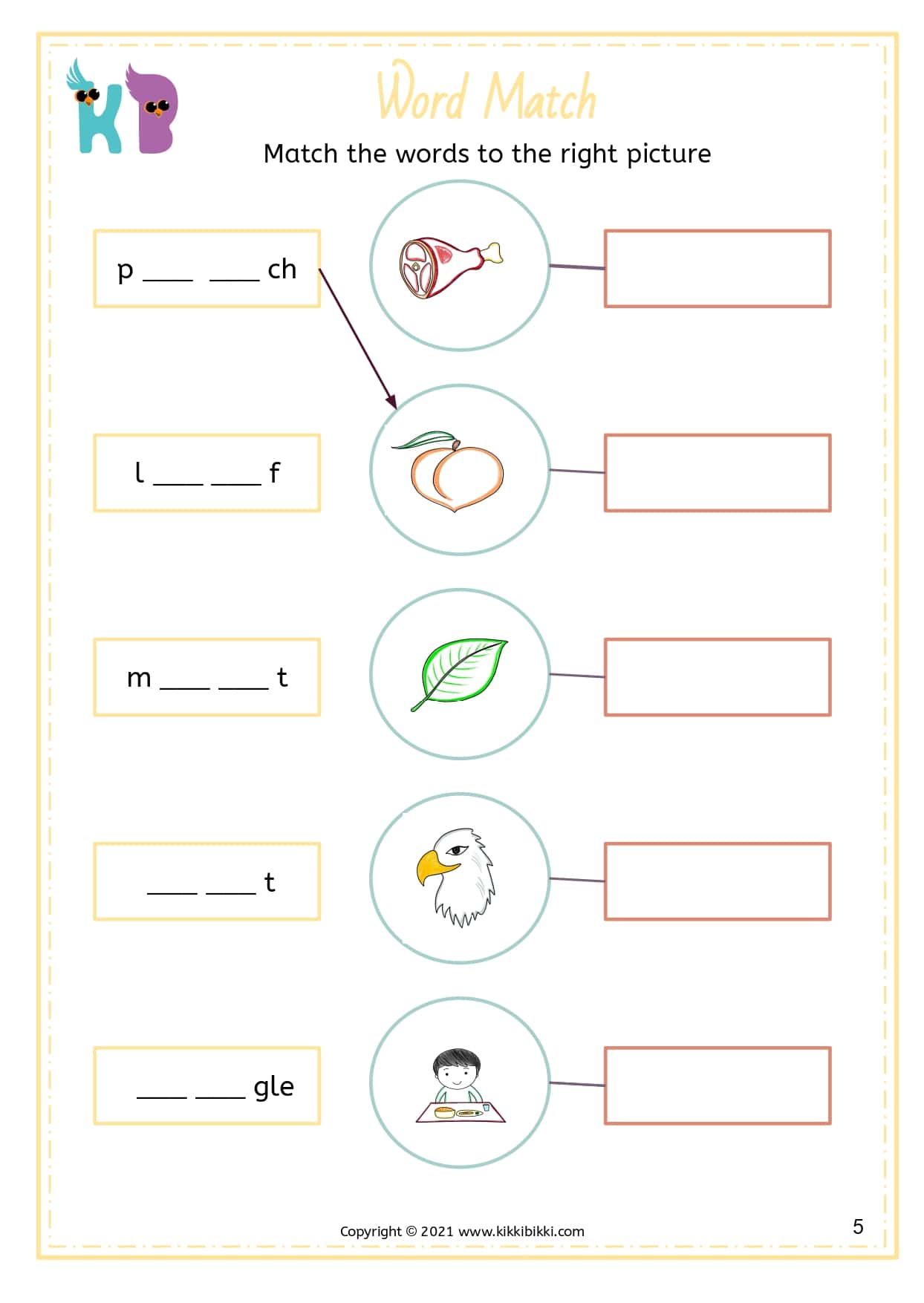 "EA Sound Discovery: Word Match Worksheets for Young Learners"