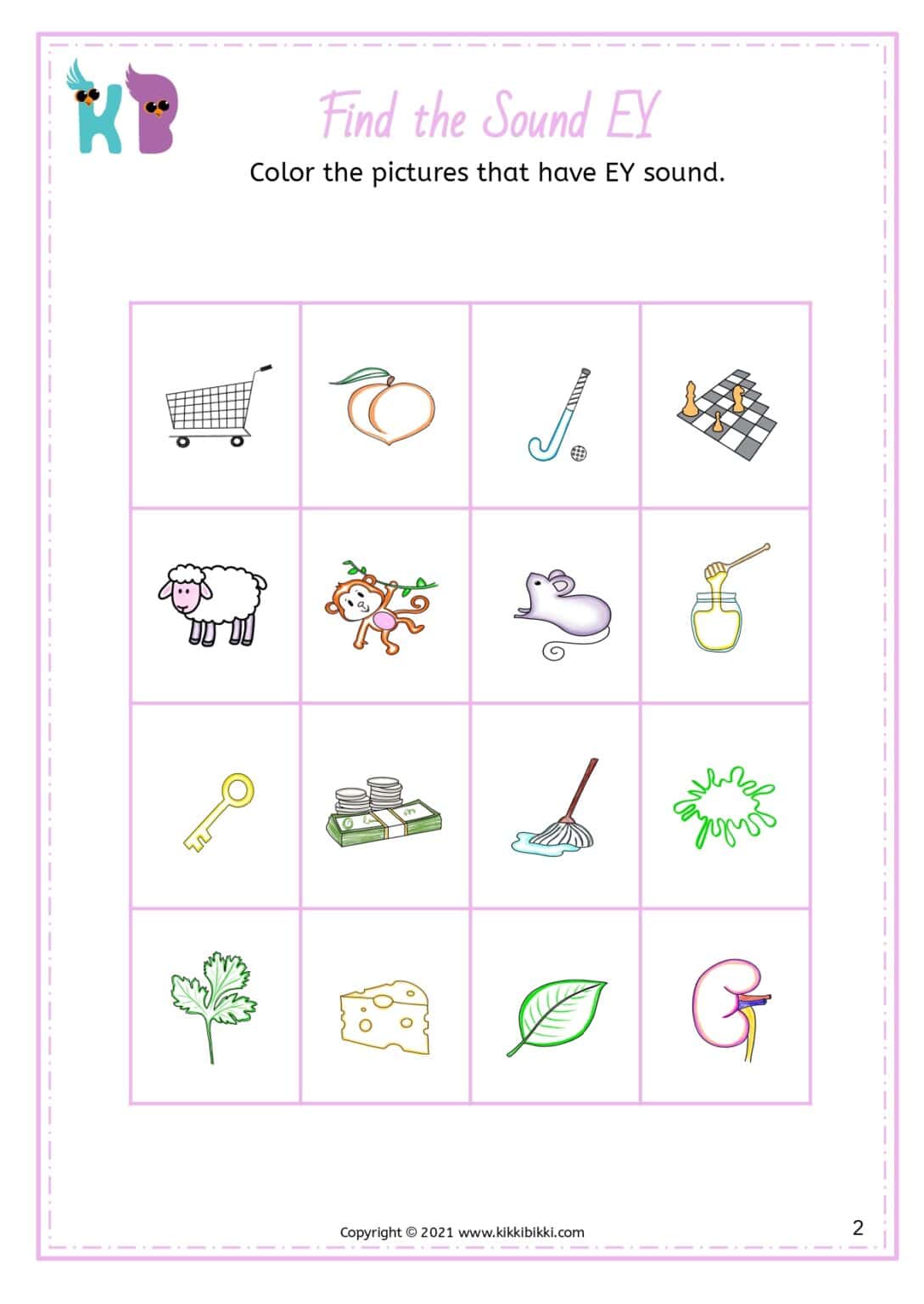 Introduction to 'EY' Sound - Find the Sound Worksheets