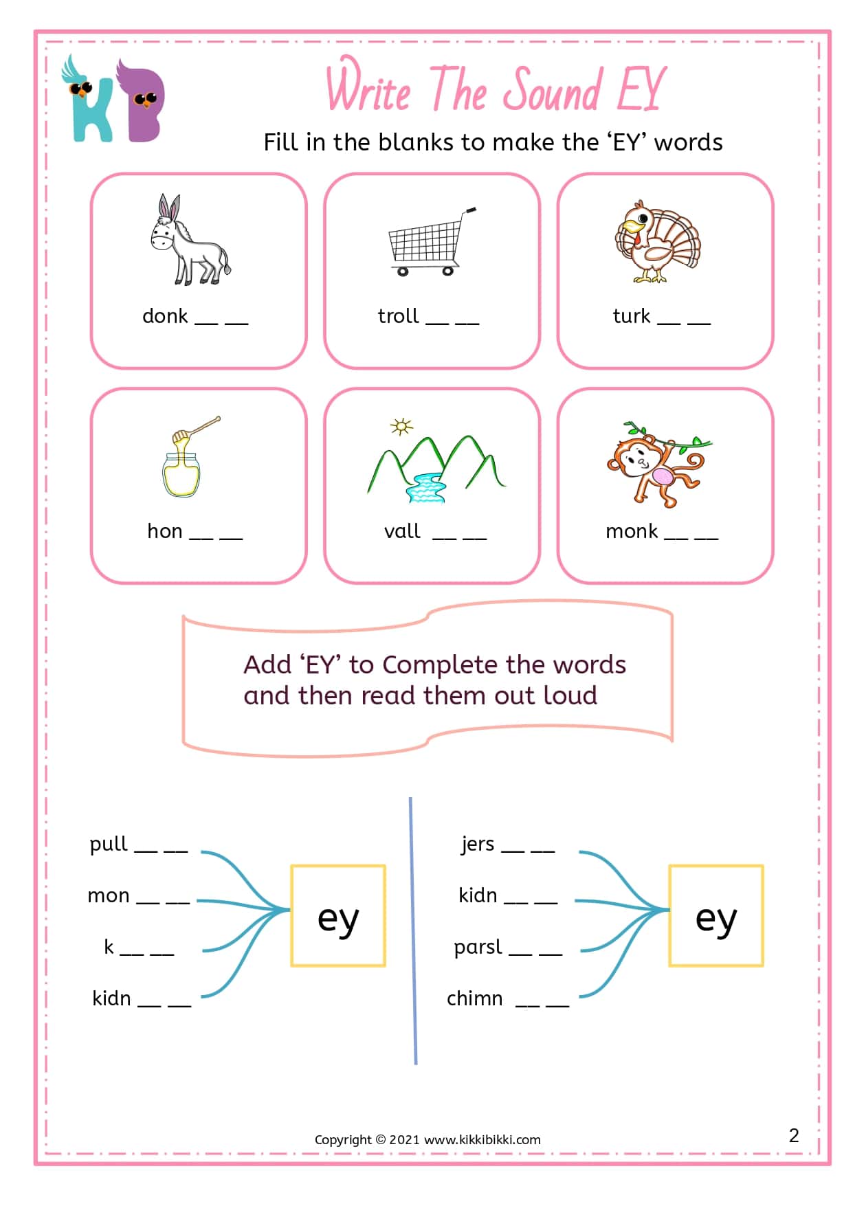 Introduction to the EY Sound - Write the Sound Worksheet