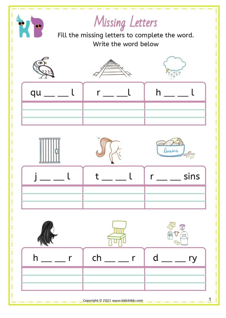 Introduction to Vowel Digraphs - Missing Letters Worksheets