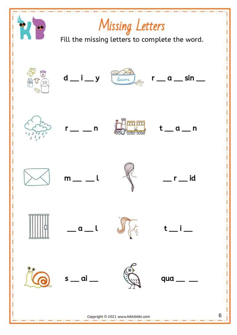 Introduction to Vowel Digraphs - Missing Letters Worksheets