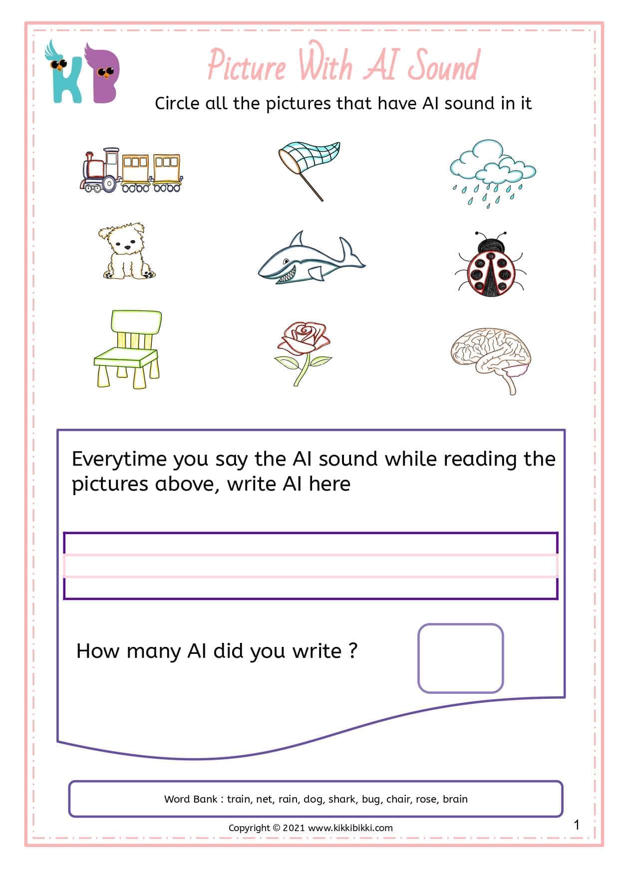 Introduction to AI Sound - Match the Picture Sound Worksheets