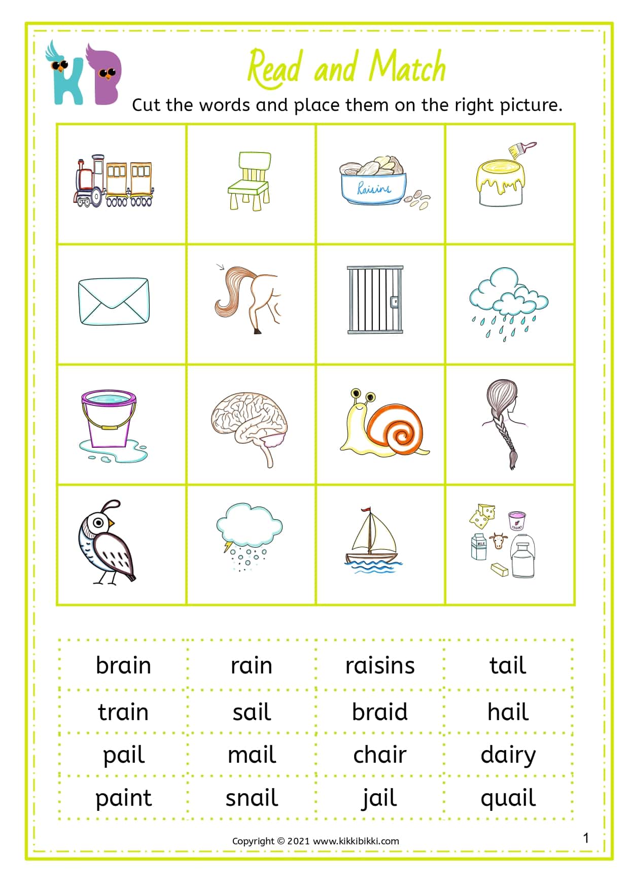 Amazing Sounds: Vowel Digraph AI Read and Match Worksheets