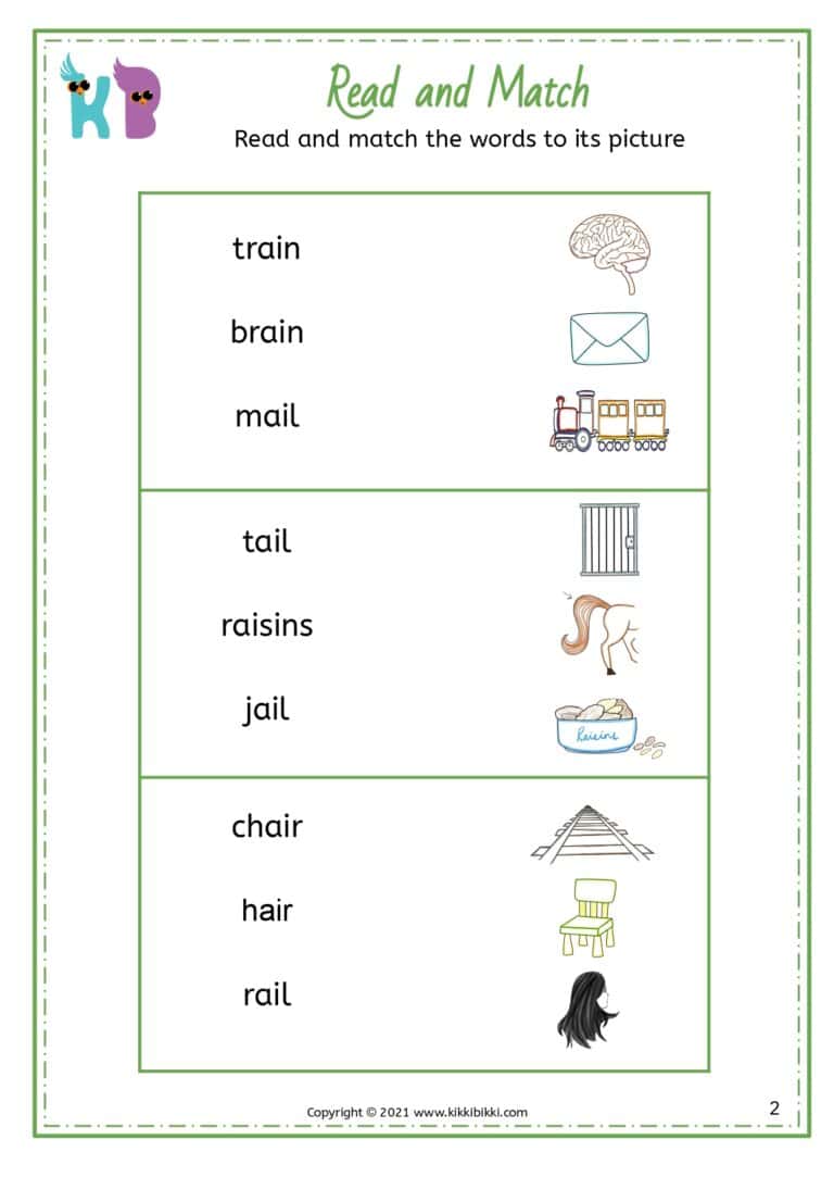 Amazing Sounds: Vowel Digraph AI Read and Match Worksheets