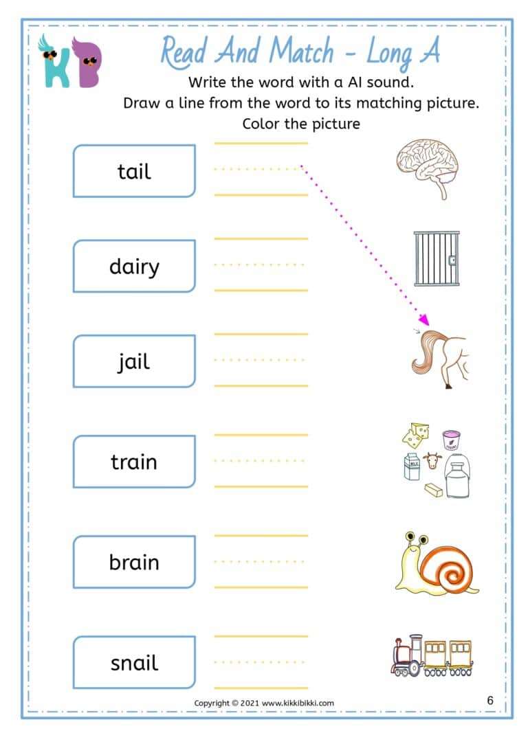 Amazing Sounds: Vowel Digraph AI Read and Match Worksheets