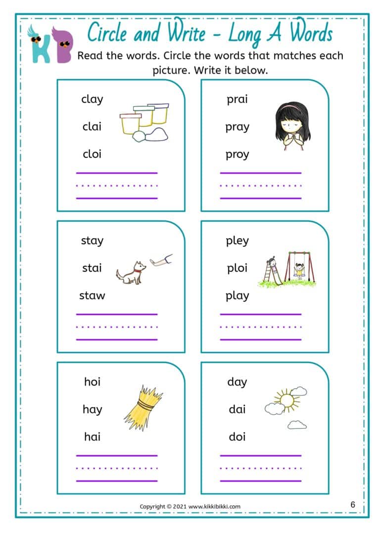 Exploring Vowel Digraphs: AY Sound Writing Practice Worksheet