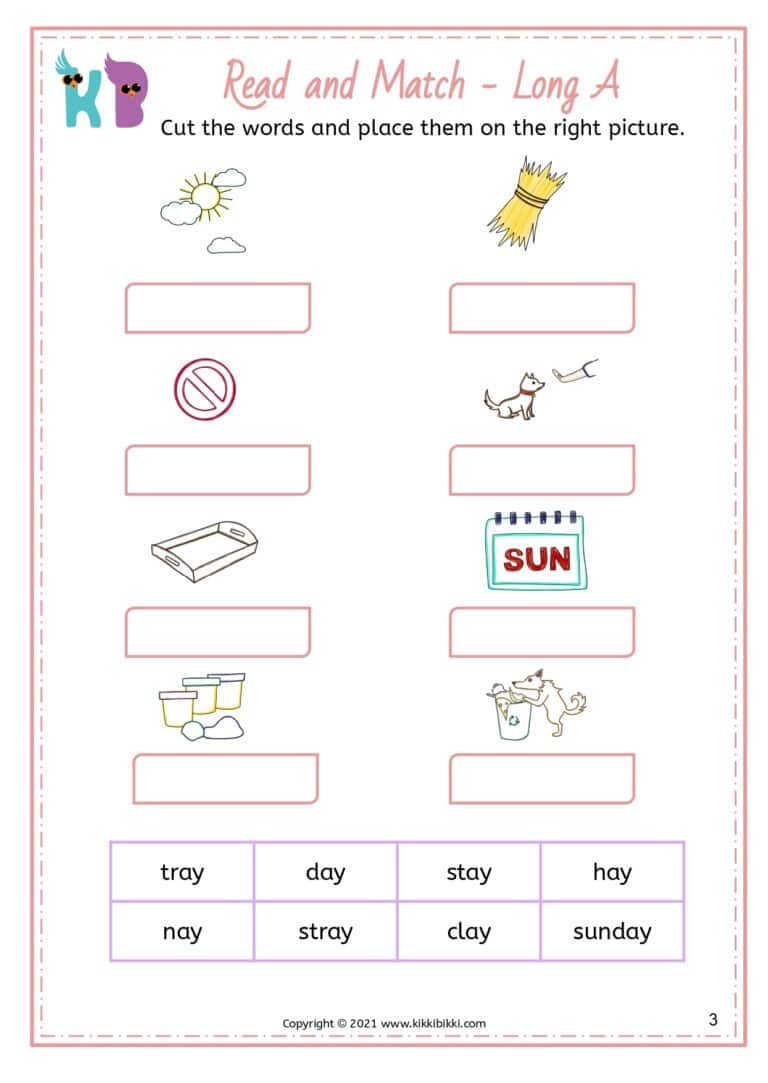 Exploring Vowel Digraphs: AY Sound Read and Match Worksheet