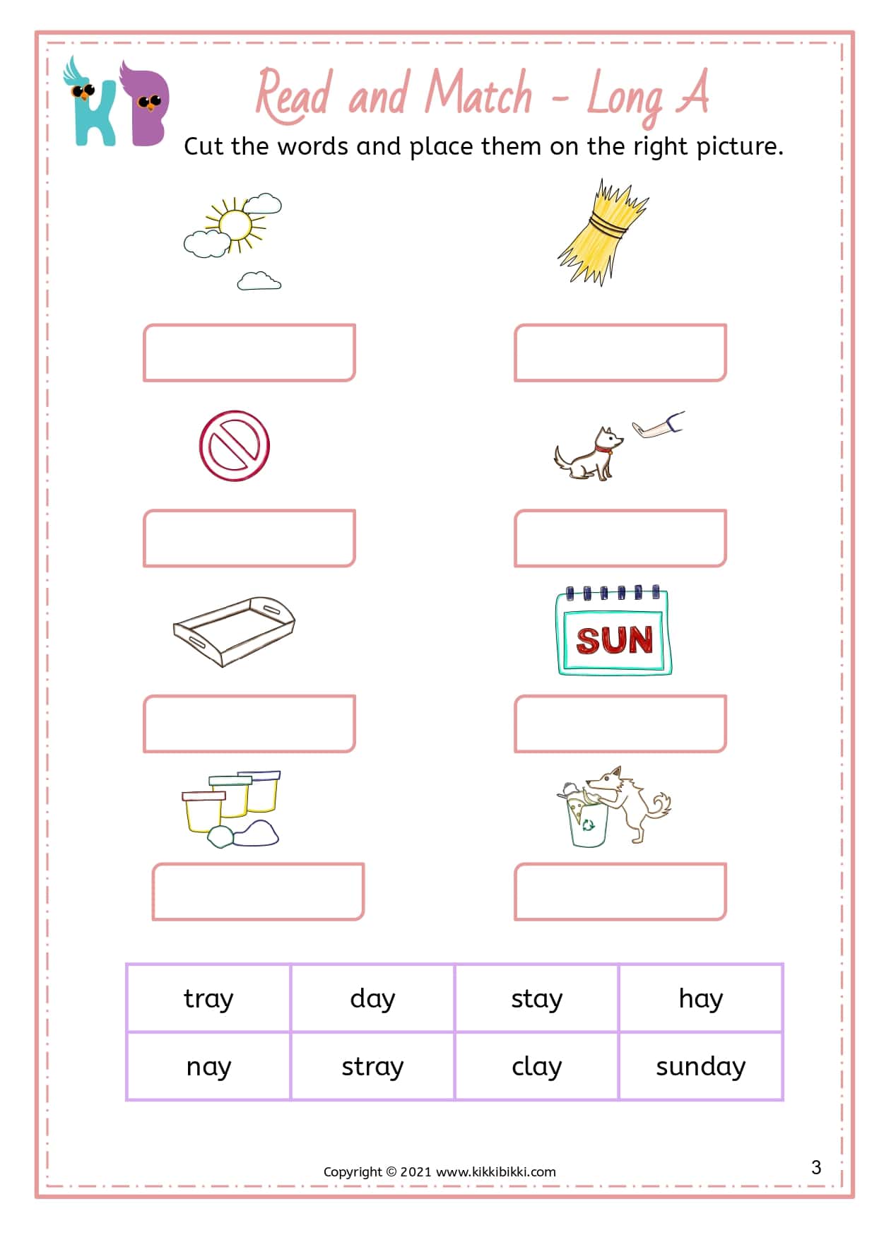 Exploring Vowel Digraphs: AY Sound Read and Match Worksheet