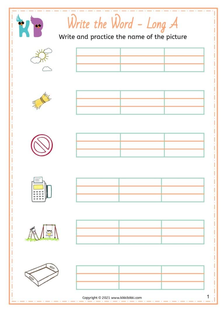 Exploring Vowel Digraphs: AY Sound Writing Practice Worksheet