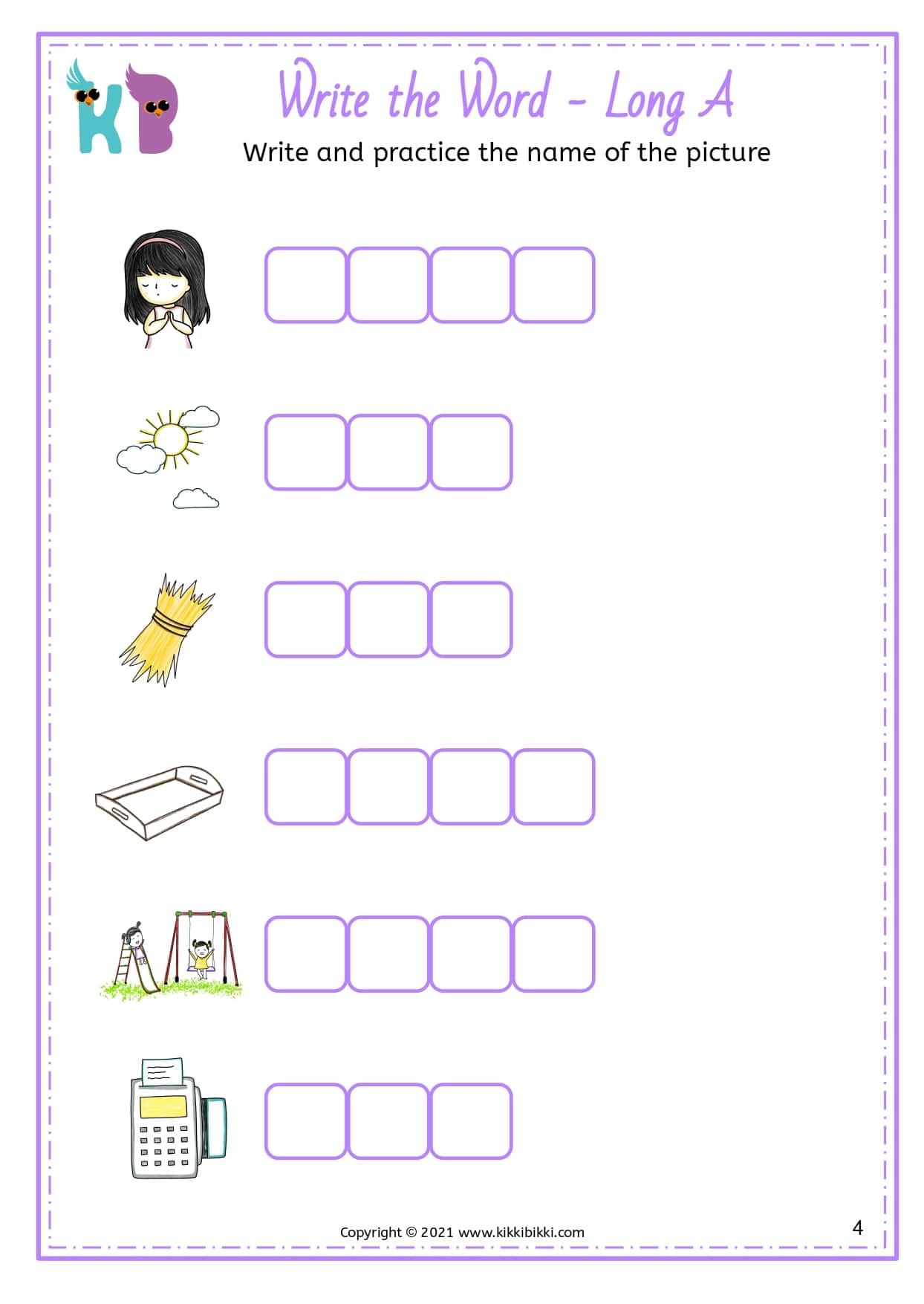 Exploring Vowel Digraphs: AY Sound Writing Practice Worksheet