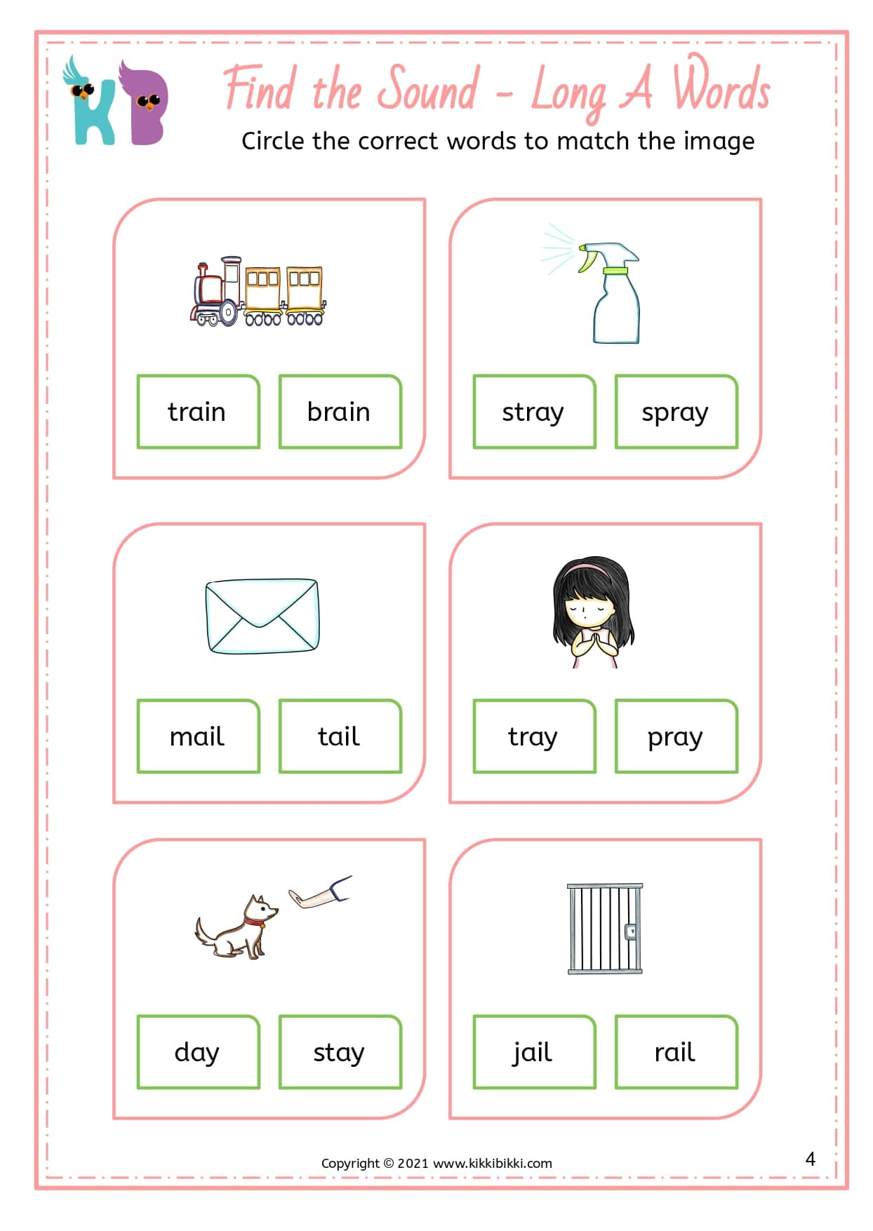 AI and AY Sound Writing Practice Worksheet