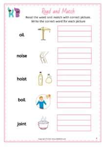 Read and Match: Free Printable OI Words Worksheets