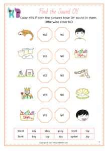 Phonics Fun with ‘oy’: Find the Sound Worksheets