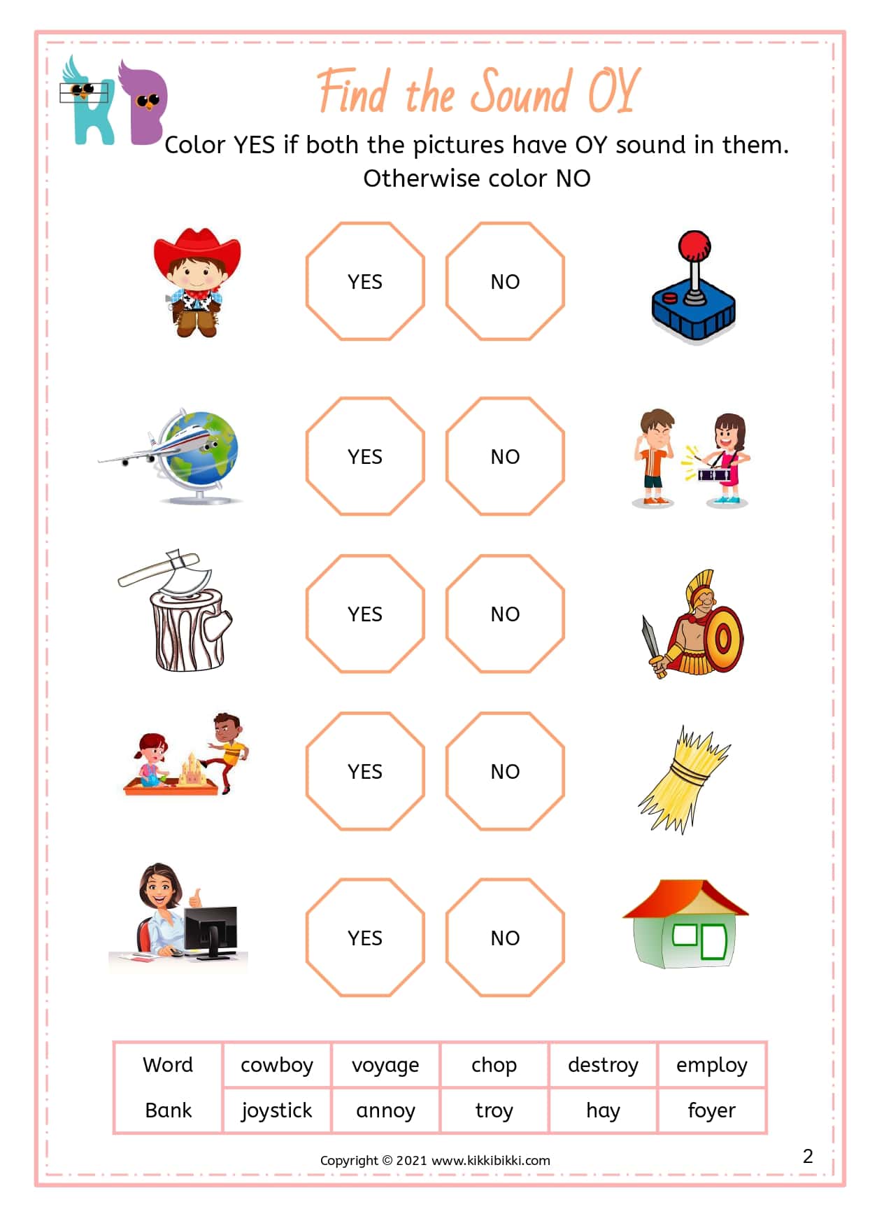 Phonics Fun with ‘oy’: Find the Sound Worksheets