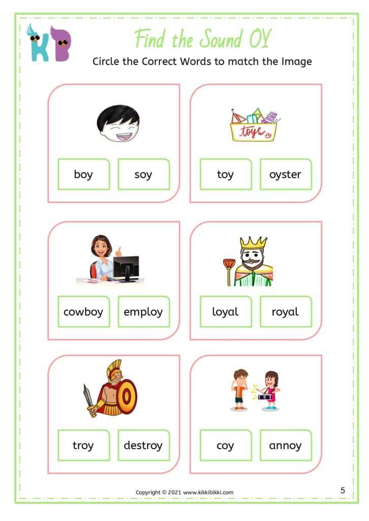 Phonics Fun with ‘oy’: Find the Sound Worksheets
