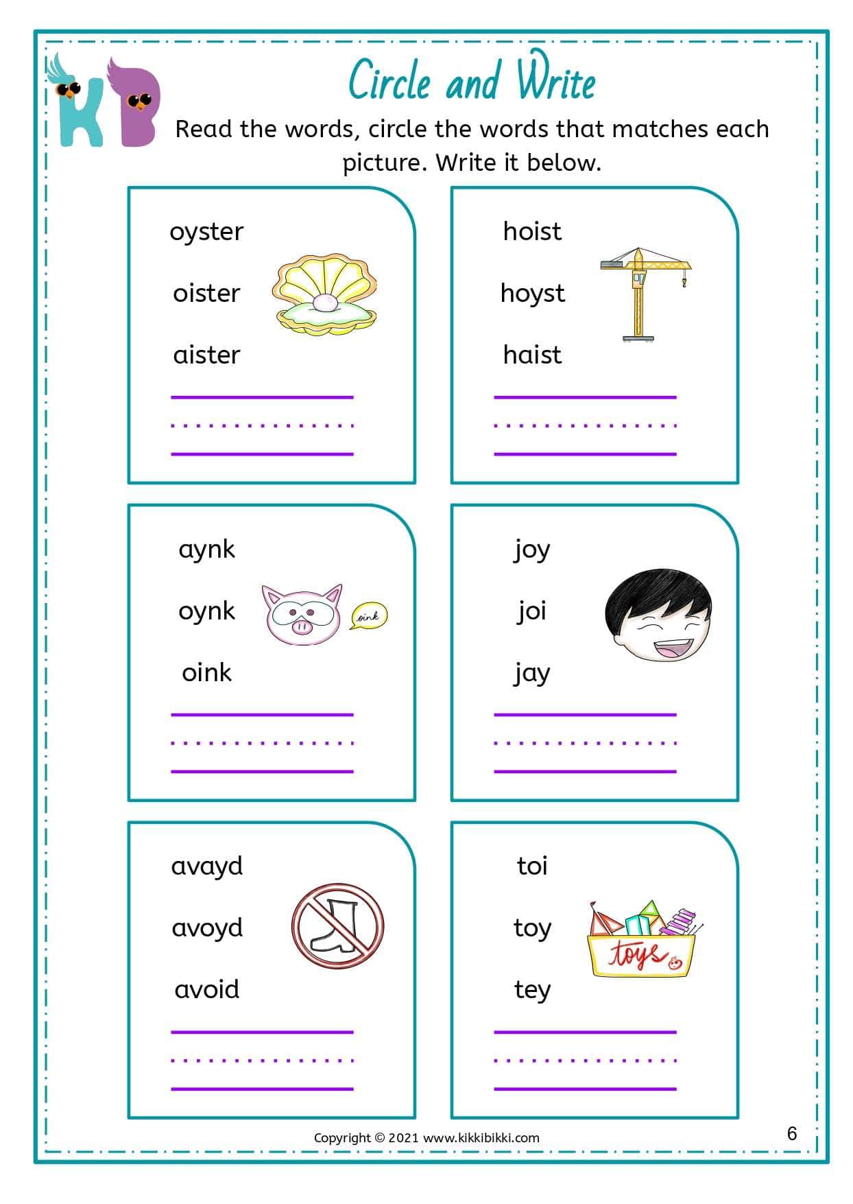 Discovering OI and OY Sounds: Read and Find Worksheets