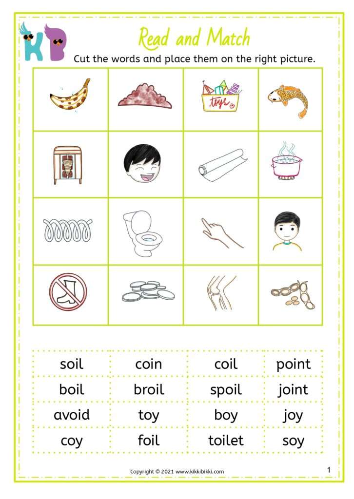 Discovering OI and OY Sounds: Read and Match Worksheets