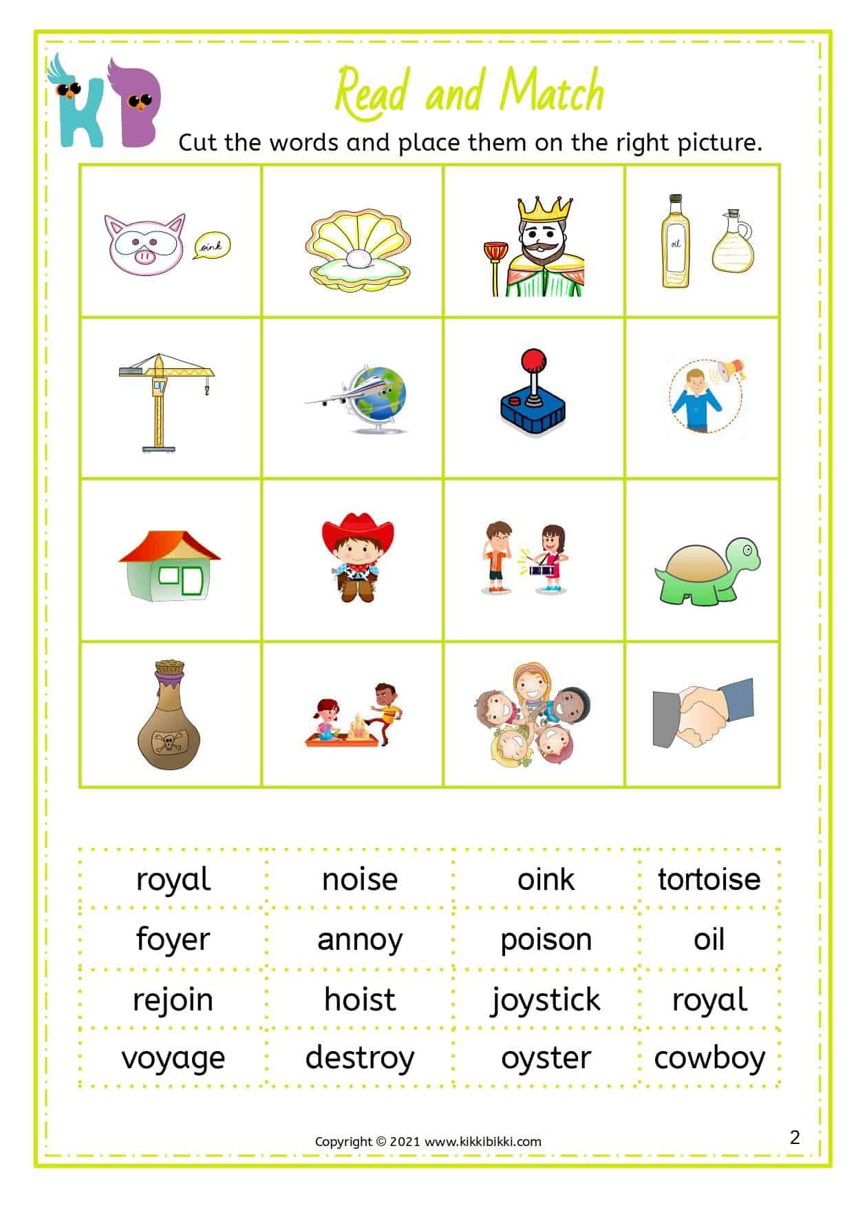 Discovering OI and OY Sounds: Read and Match Worksheets