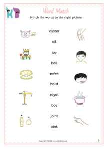 OI and OY Sounds: Word Match Worksheets for Phonics Fun