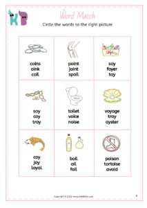OI and OY Sounds: Word Match Worksheets for Phonics Fun