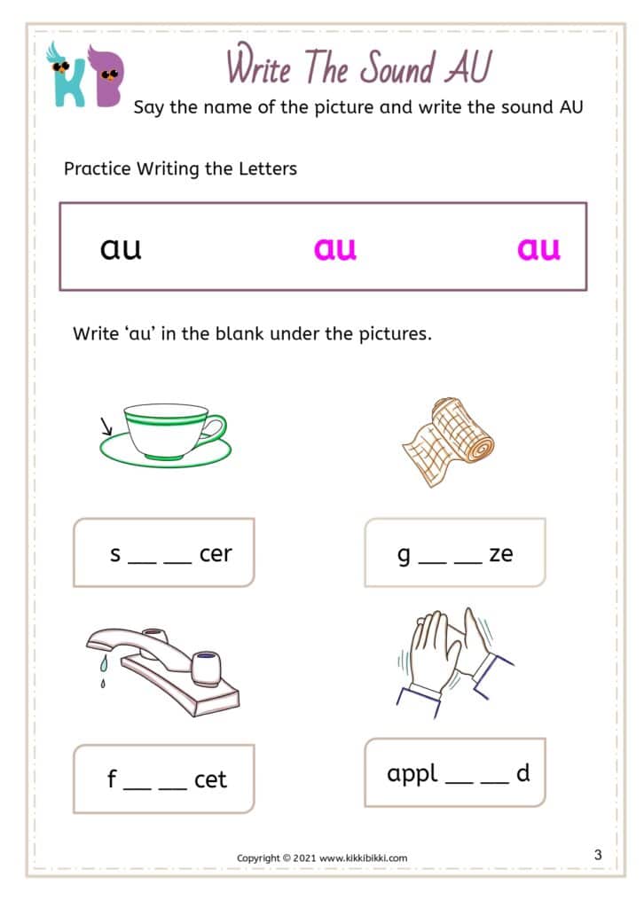 Introduction to AU Sound: Write the Sound Worksheets