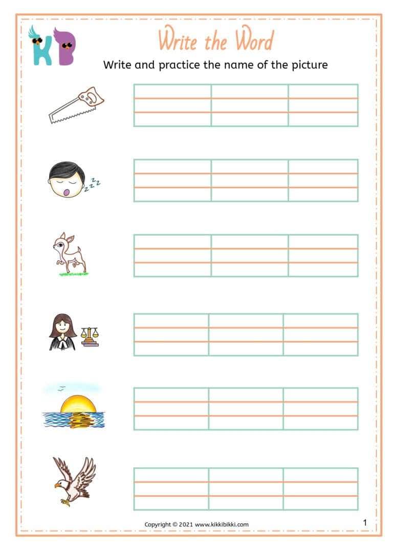 Write the Word Worksheets for Phonics Practice"