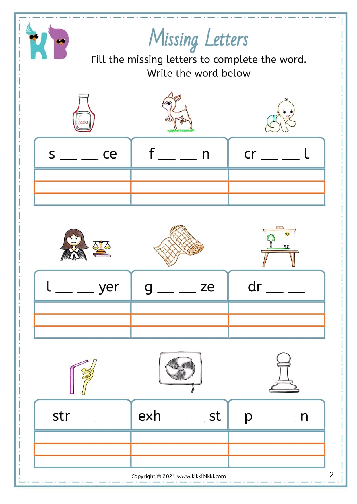 AU and AW Sound Families: Missing Letters Worksheets