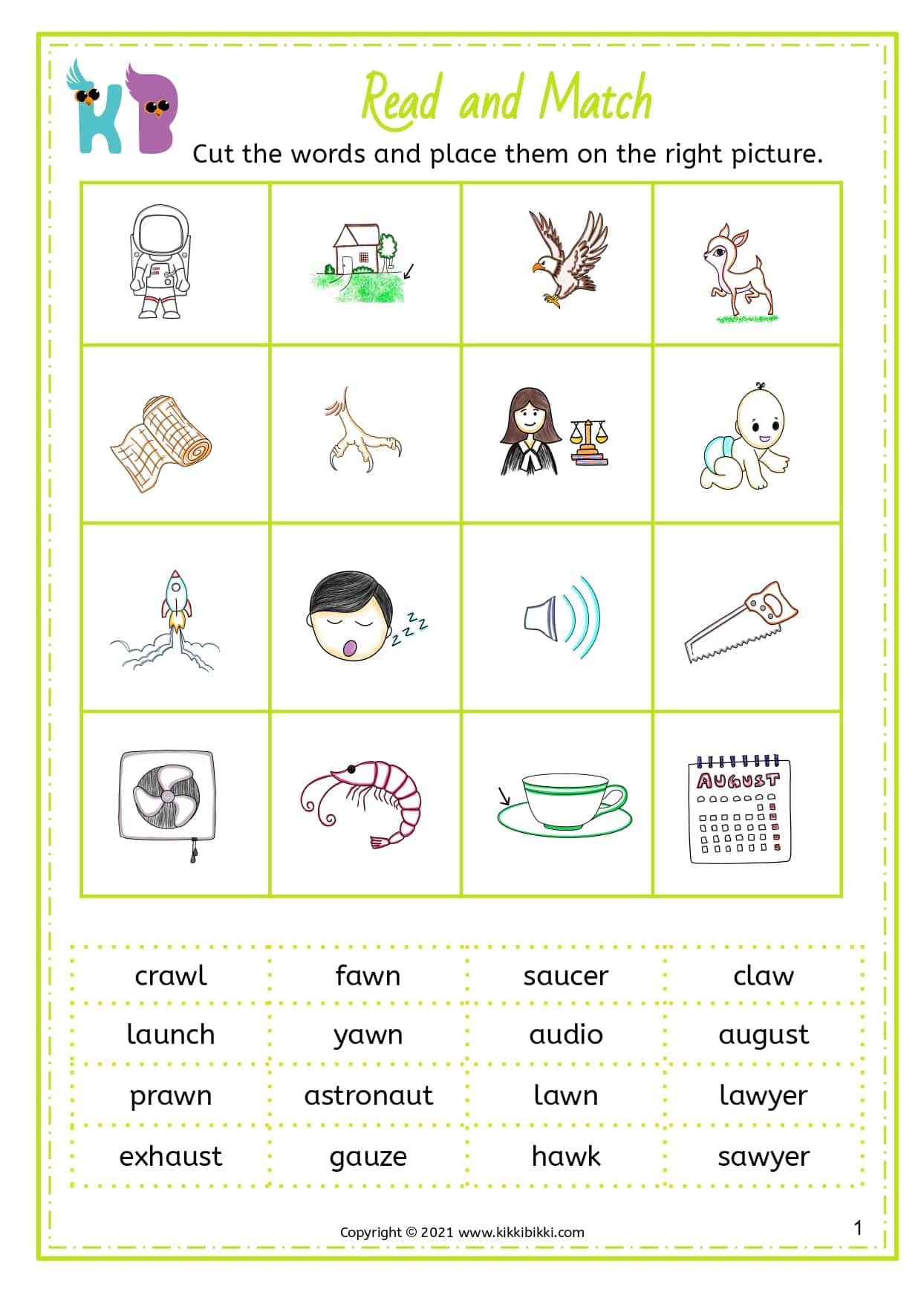 Consolidating AU and AW Sound Families - Read and Match