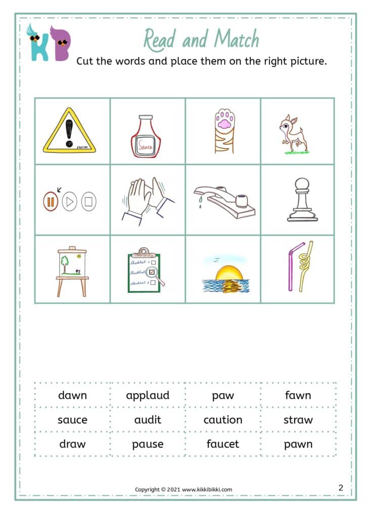Consolidating AU and AW Sound Families - Read and Match