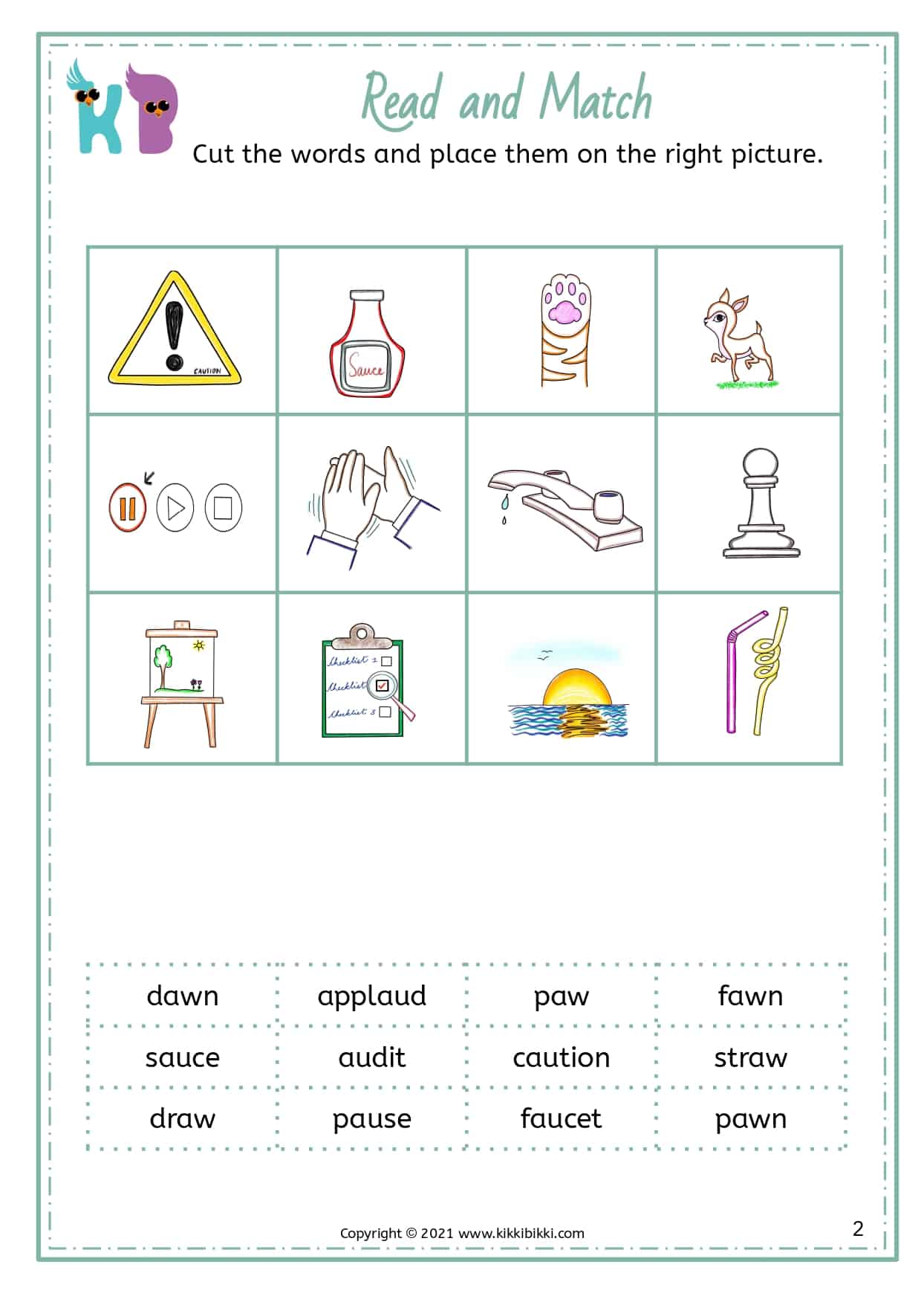 Consolidating AU and AW Sound Families - Read and Match