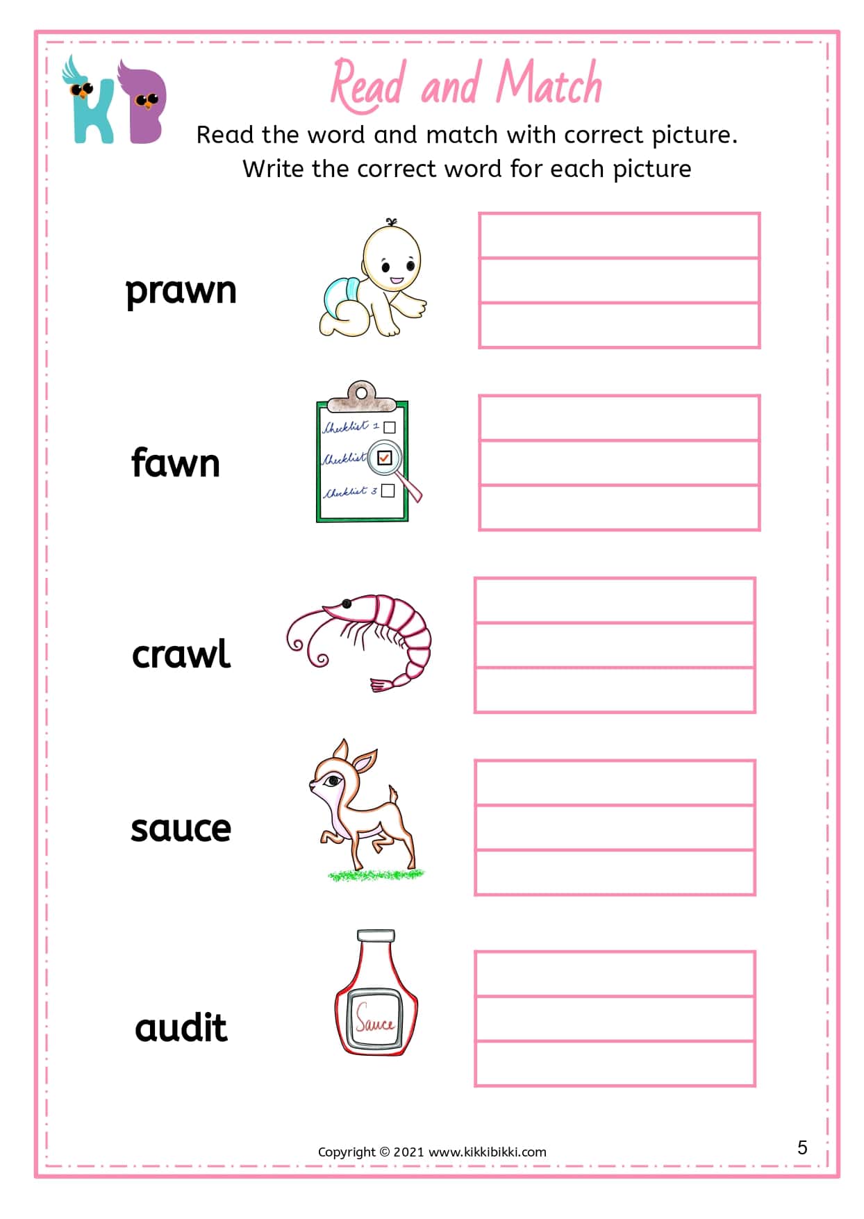 Consolidating AU and AW Sound Families - Read and Match