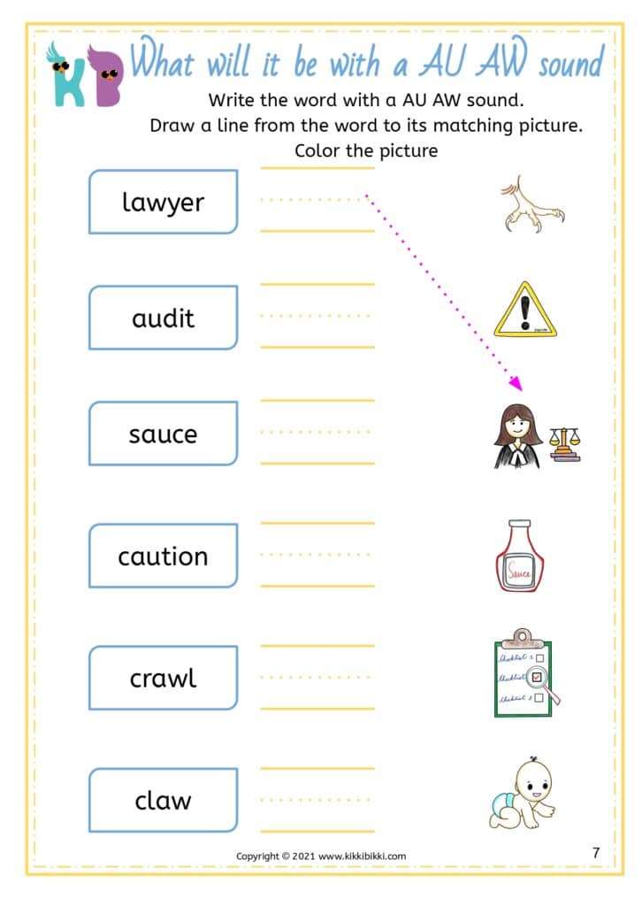 Consolidating AU and AW Sound Families - Read and Match