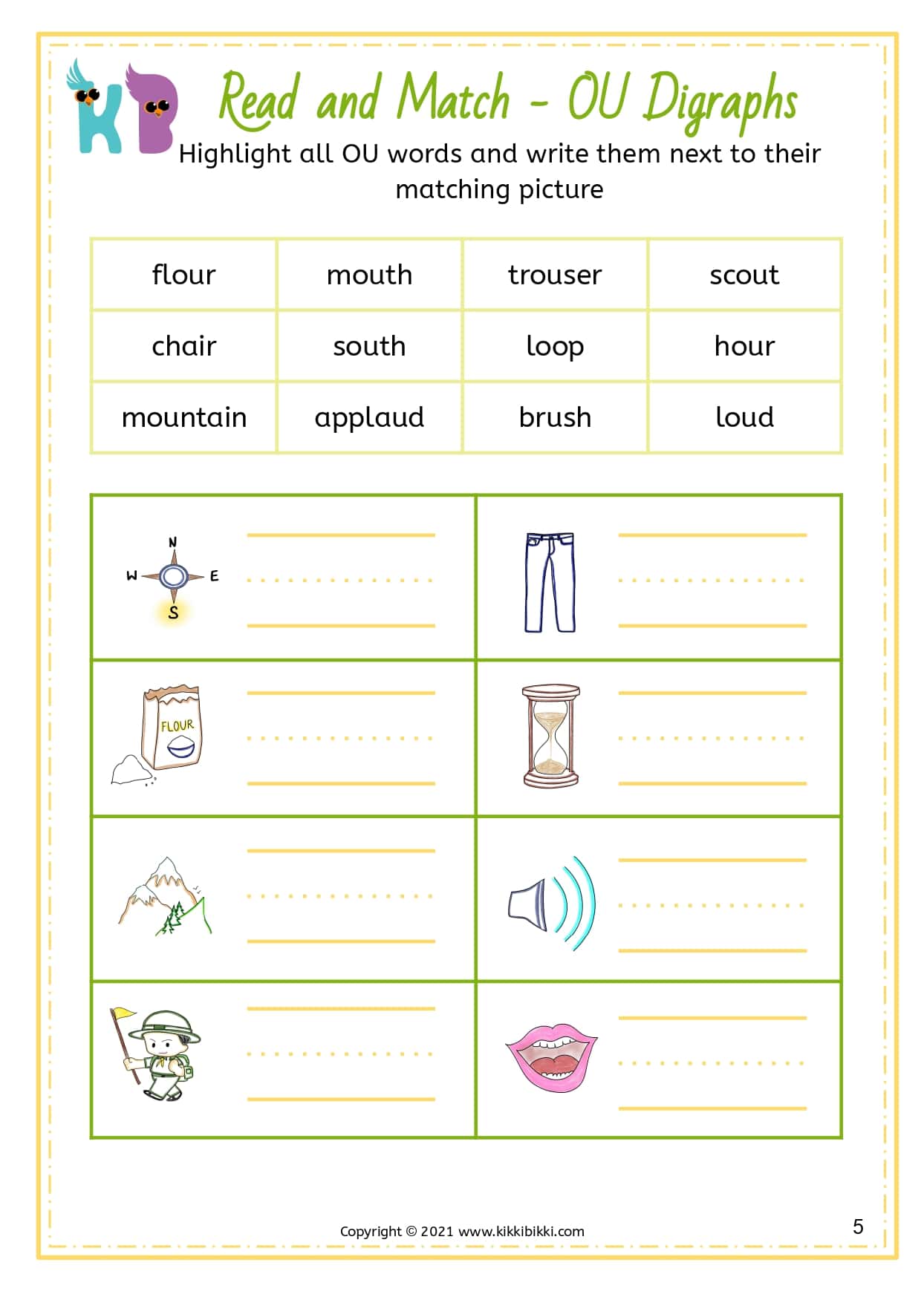 Read and Match: Introduction to 'OU' Sound