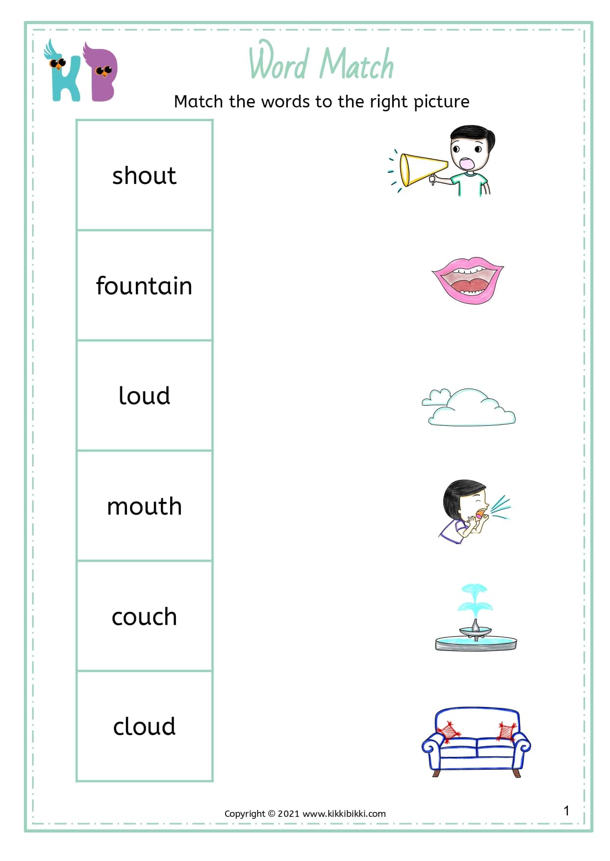 Exploring Vowel Diphthongs: OU Sound Word Match Worksheets