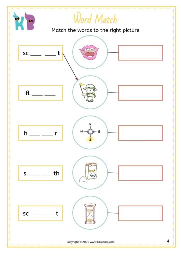 Exploring Vowel Diphthongs: OU Sound Word Match Worksheets