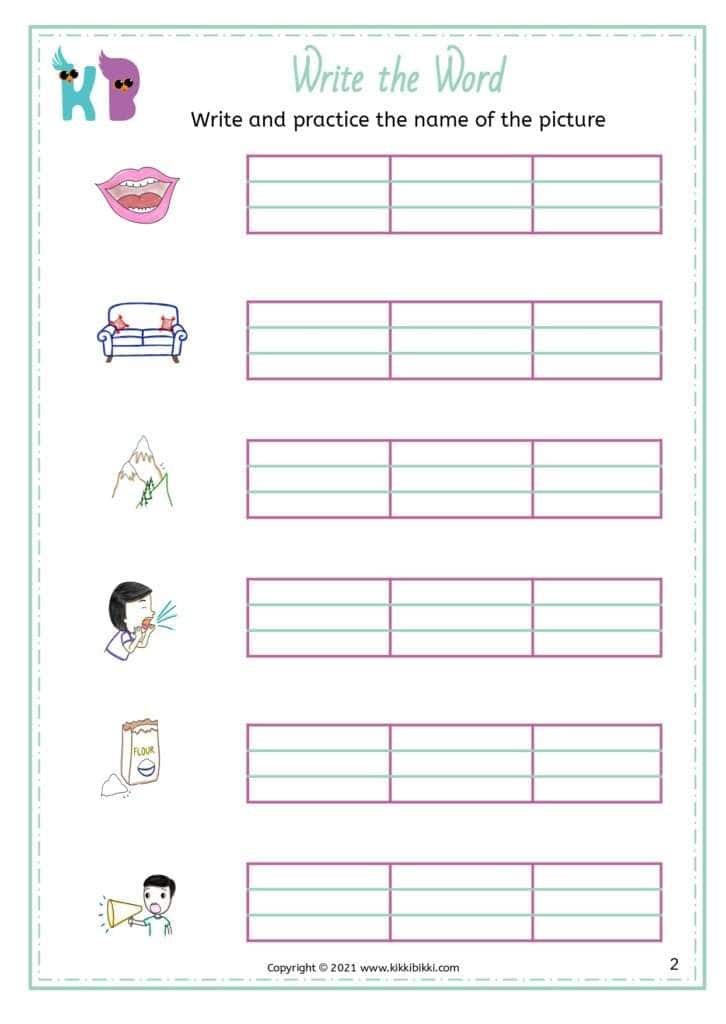 Vowel Diphthongs: OU Sound Write the Word Worksheets