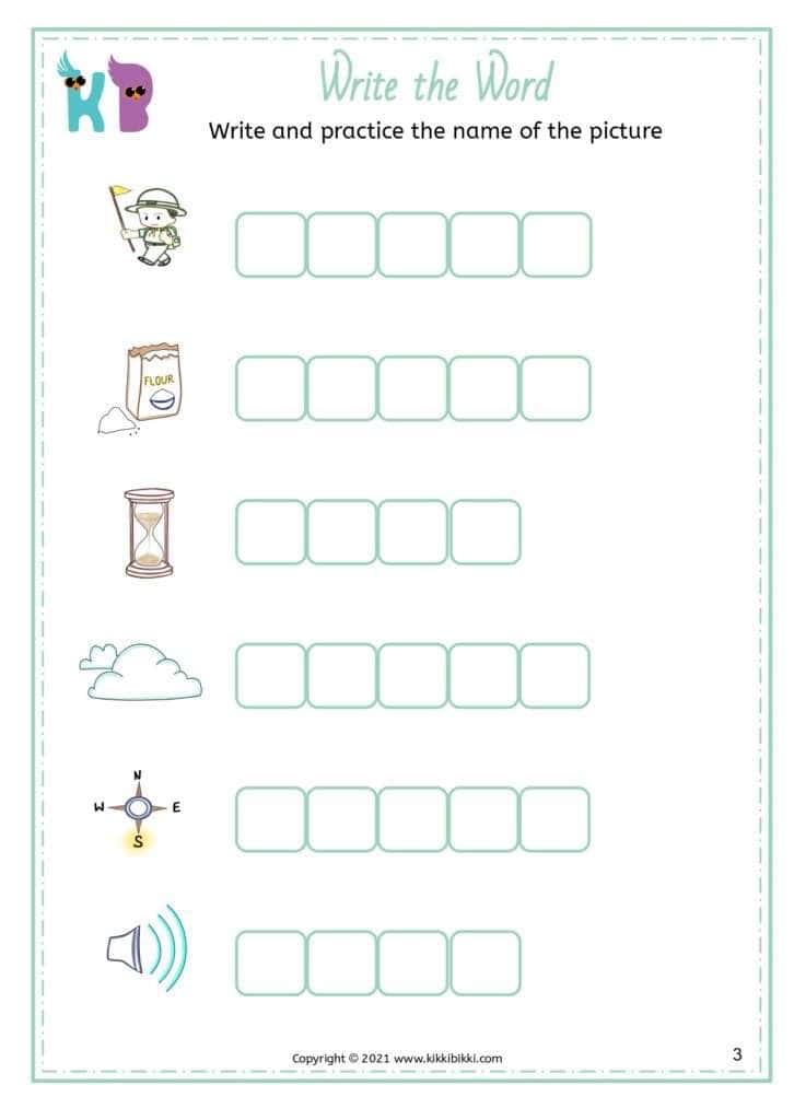 Vowel Diphthongs: OU Sound Write the Word Worksheets