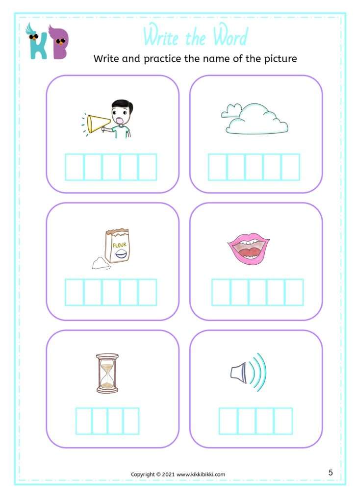 Vowel Diphthongs: OU Sound Write the Word Worksheets