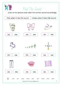 Find the Sound Worksheets for 'ou' and 'ow' Words"