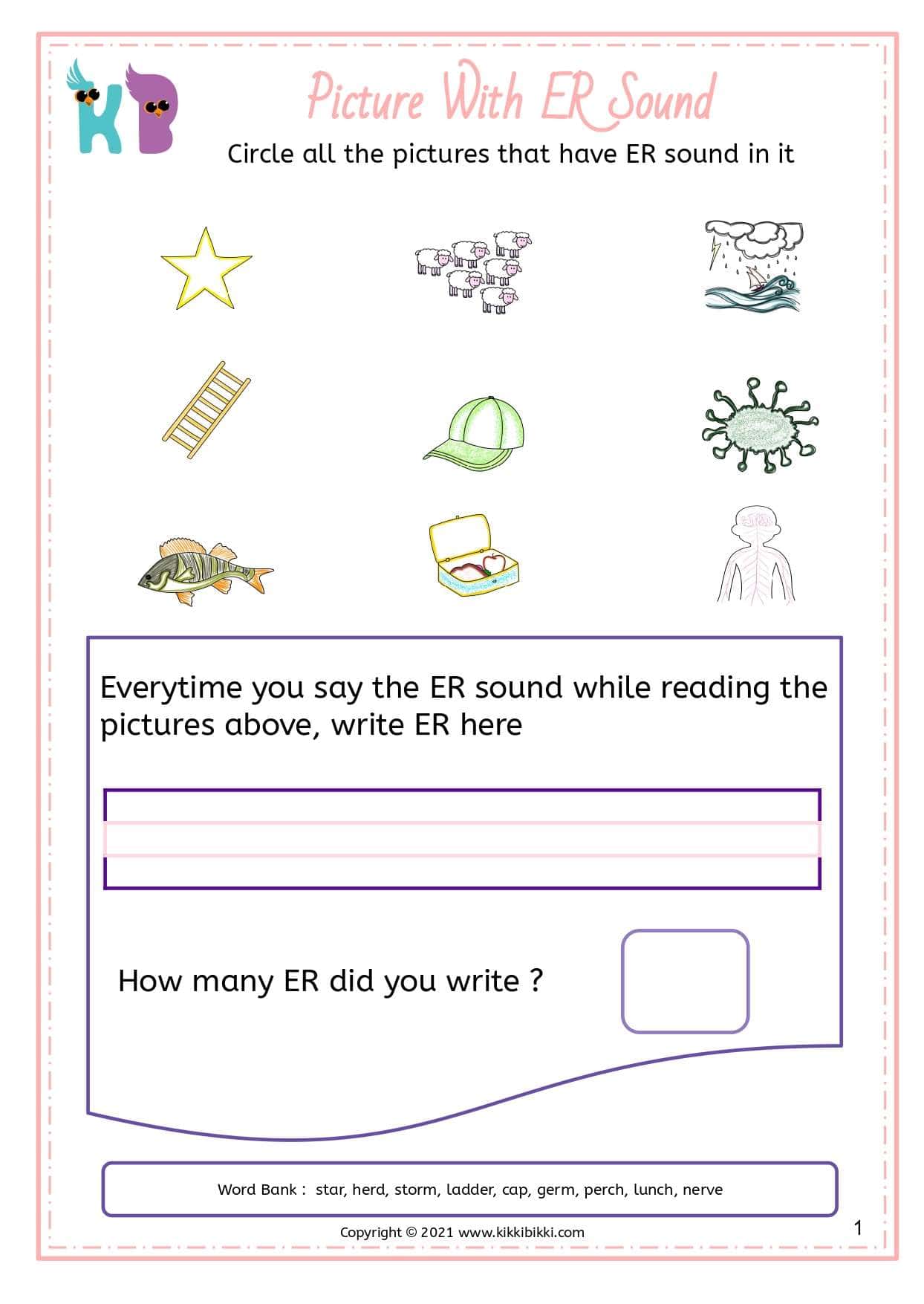 Match the Picture Sound Worksheets for Kindergarten Children