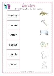 Phonics Fun: Matching Words with the "er" Sound