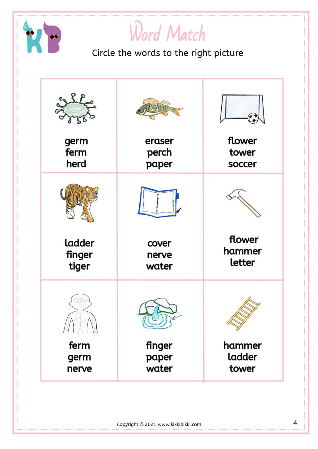 Phonics Fun: Matching Words with the "er" Sound